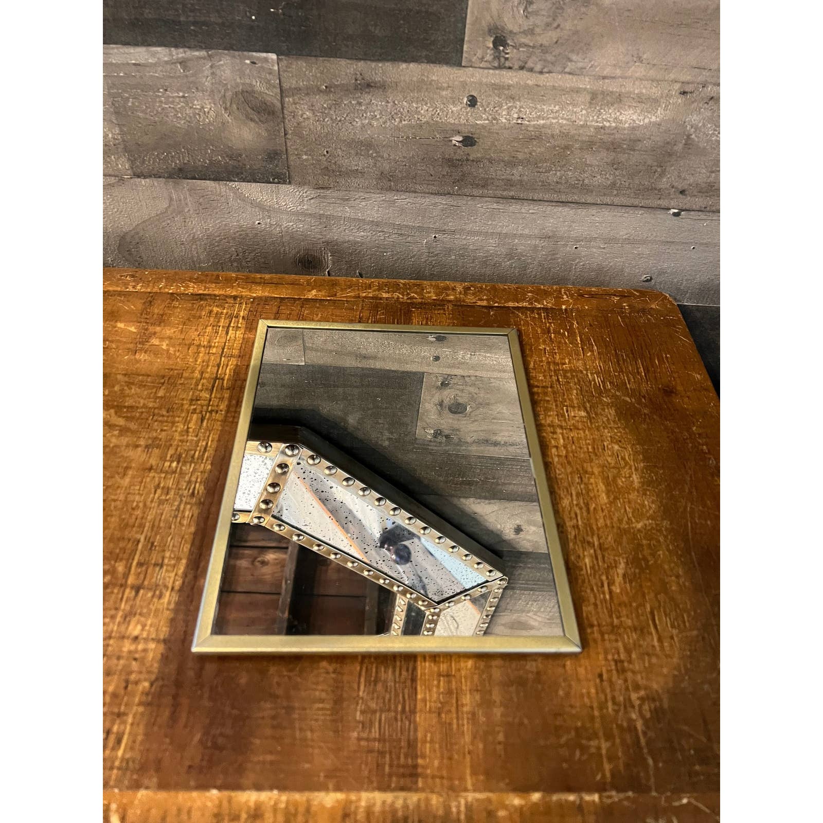 Vintage gold frame Brytone Mechanical Mirror Works Inc rectangle mirro ...